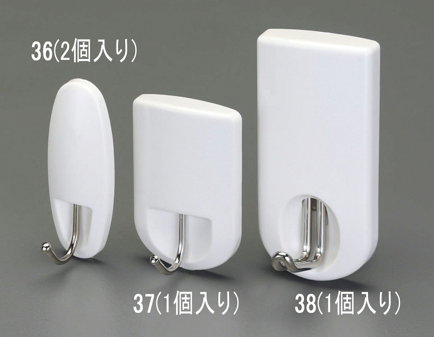 ●サイズ:49×105×50mm●重量(パッケージ含む):68g●材質:本体:ABS樹脂、フック:ステンレススチール、粘着材:合成ゴム系●耐荷重:3.5kg入数は1個入りです。しっかり掛かる形状のフックです。フック部は錆に強いステンレス素材...