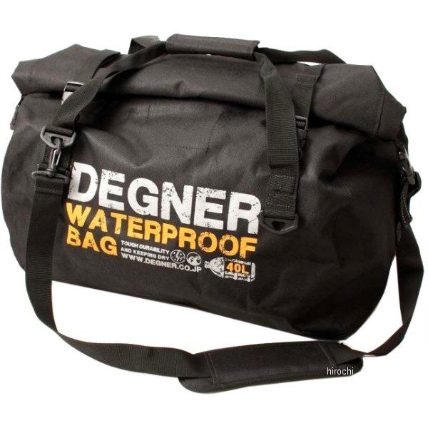 デグナー DEGNER ウォータープルーフ ボストンバッグカラー:ブラック 素材:ポリエステルサイズ:縦34cm×横50cm×厚み28.5cm容量:40リットル付属品:ツーリングコード 2本、ショルダーベルト外側は摩耗に強いポリエステル素材...