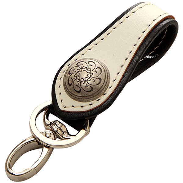 デグナー DEGNER キーホルダーカラー：ホワイト/ブラックフチ 素材：牛革サイズ：縦12cm×横3.6cm（金具込）【注意点】経年変化やご使用による製品の劣化・損耗は避けられません。天然素材使用により製品個体によって色濃淡・シワ・キズな...