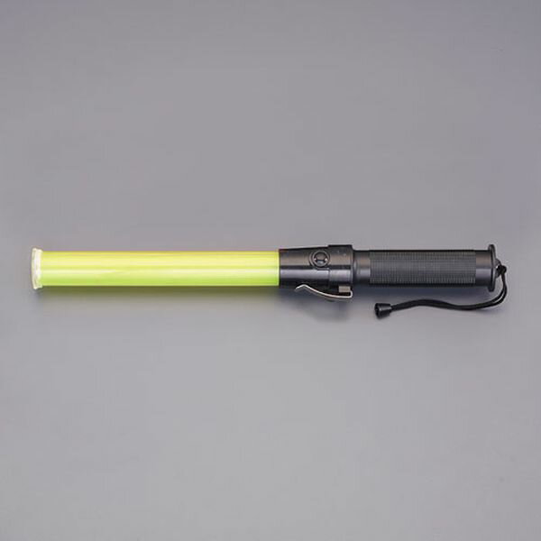 サイズ：φ34×390mm ライト：210mm重量：98g（電池含む）材質：本体：PVC グリップ：ABS フック：ステンレス電源：単2電池×2本（別売）カラー：黄光源：黄色LED×4本点灯パターン：速い点滅→遅い点滅→点灯→消灯用途：警備...