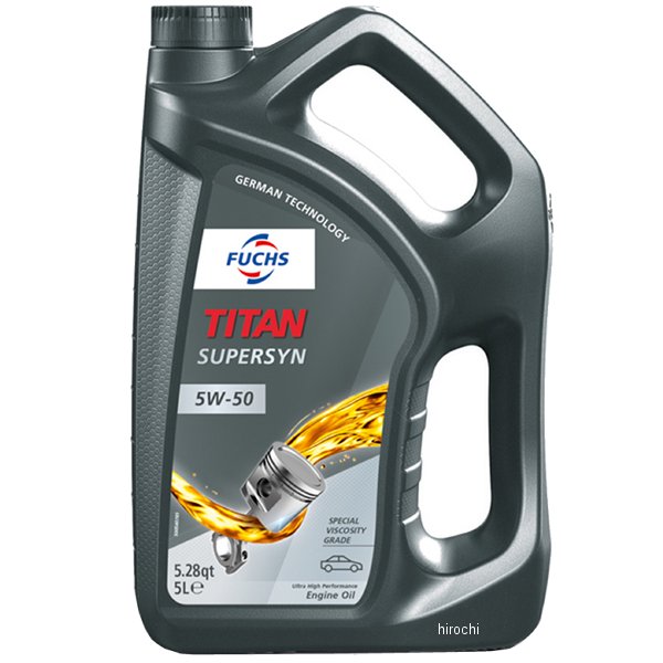 フックス FUCHS エンジンオイル TITAN SUPERSYN容量:5L粘度:5W-50【規格】ACEA A3/B4 API SL/CF【仕様説明】フックス高性能グレードの中の定番、実力派エンジンオイルです。多くのカーメーカー承認を取得...