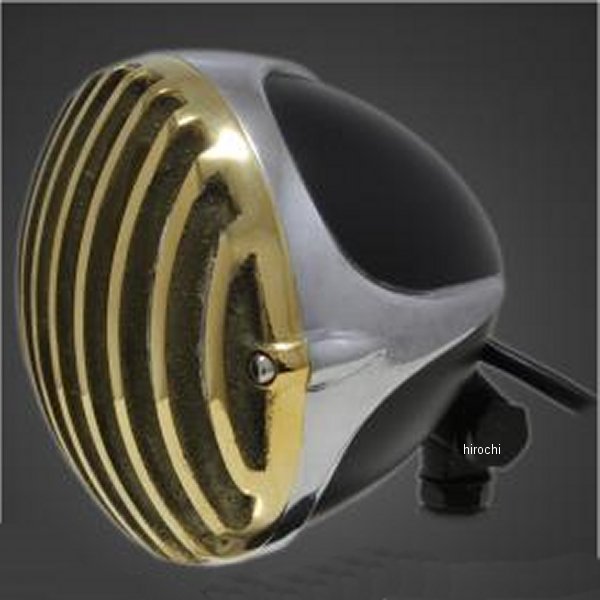 ガレージT＆F 4.5インチスキャロップバードゲージヘッドライト&ステーキット タイプBヤマハ ドラッグスター1100 クラシックカラー:真鍮/コントラストステータイプ:B(ステンレス製)ヘッドライトステー:ステンレス製バードゲージカバー部...