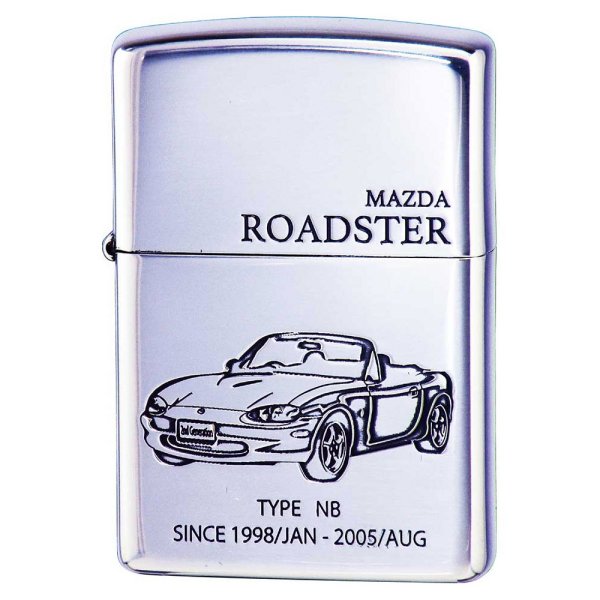 MAZDA マツダ Zippo ROADSTER NB・サイズ:#200使用　約W35×H55×D13mm・素材:鉄・加工:エッチング・銀イブシ【商品紹介】世界で唯一マツダだけが量産に成功したロータリーエンジンを載せたピュアスポーツカー。世...
