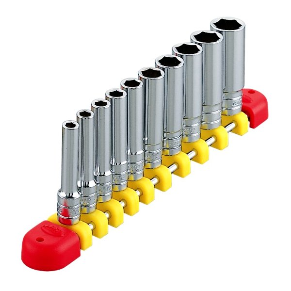 6.3sq.ディープソケットセット(10コ組)ディープソケット(6角)：B2L-05、055、06、07、08、10、11、12、13、14ソケットホルダー 10コ用：EHB210TB2L10E-KC楽天 HD店　