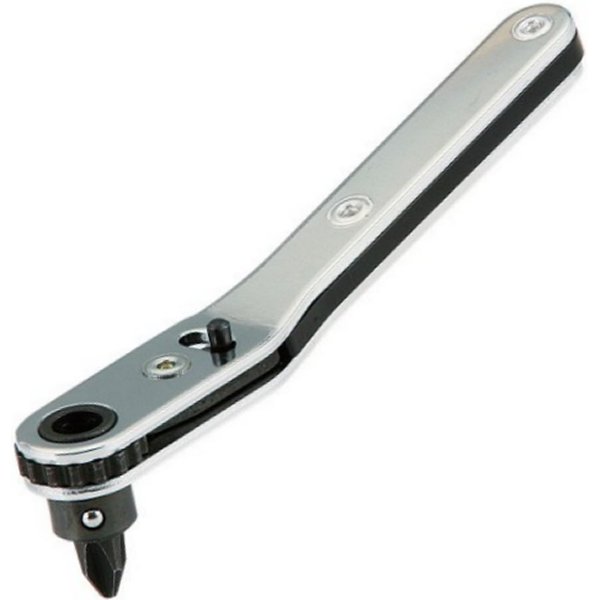 板ラチェット差替えドライバオフセットタイプ #2プラス本体ビットクロスNo.2 全長22mm 1コ障害物を回避したり、指の入るスペースを確保できる、15°オフセットタイプです。切替レバーにより左右両方向でのラチェット操作が可能です。ギアを指...
