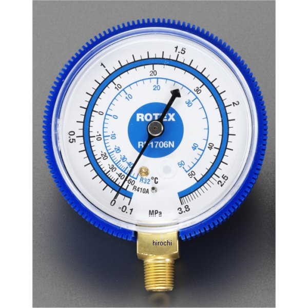 ゲージ径：φ68mm取付ねじ：1/8"NPT仕様：低圧圧力範囲：-0.1から5.3MPa(ヒートポンプ用)R32冷媒飽和温度目盛付000012262077 HD　