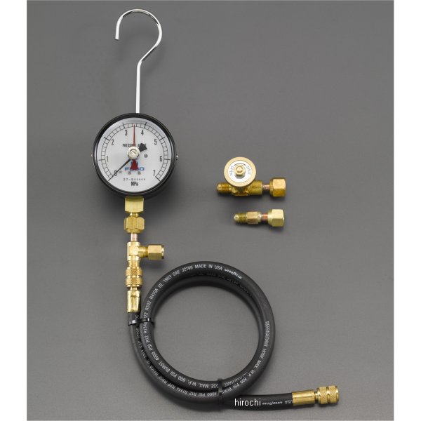 (セット内容)4点セット：φ75mm置針式圧力計(チーズアダプタ、フック付)開閉バルブR410A用アダプタホース(1m)用途：配管の漏洩検査用簡易キット開閉バルブサイズ：1/4"フレアオスX1/4"フレアメス(ムシ押付)R410A用アダプタ...