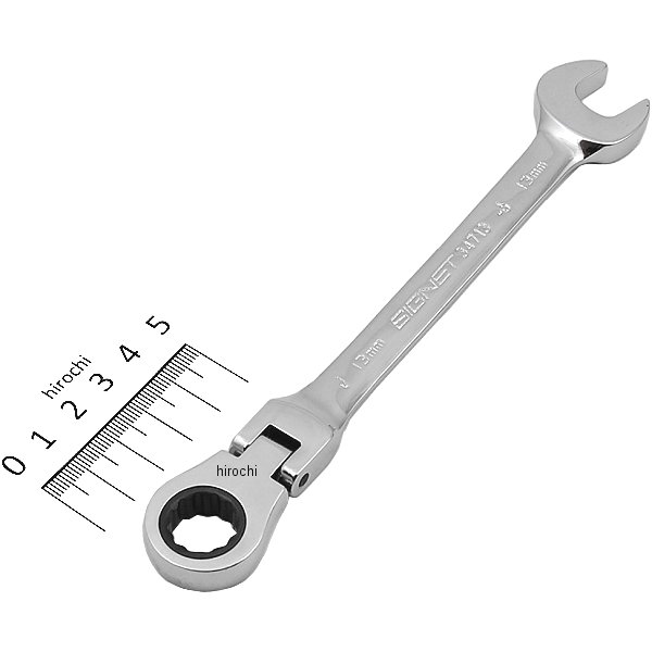 シグネット 13mm スイベルギアレンチ・サイズ(mm)：13・全長(mm)：178・メガネ部外径(mm)：23.6・スパナ部外径(mm)：27.0・メガネ部厚み(mm)：8.5・スパナ部厚み(mm)：6.1ヘッドの交換はできません。首振り...