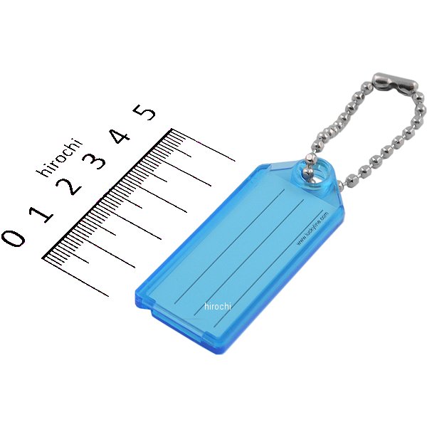 材質：本体：アクリルチェーン：スチール(ニッケルプレートめっき）カラー：ブルー本体サイズ：24X57X4（厚み)mmチェーンサイズ：φ3X115mm重量：約5g（1個当り）チェーンを外すと中の台紙が取出せます。入数は1個入りです。00001...