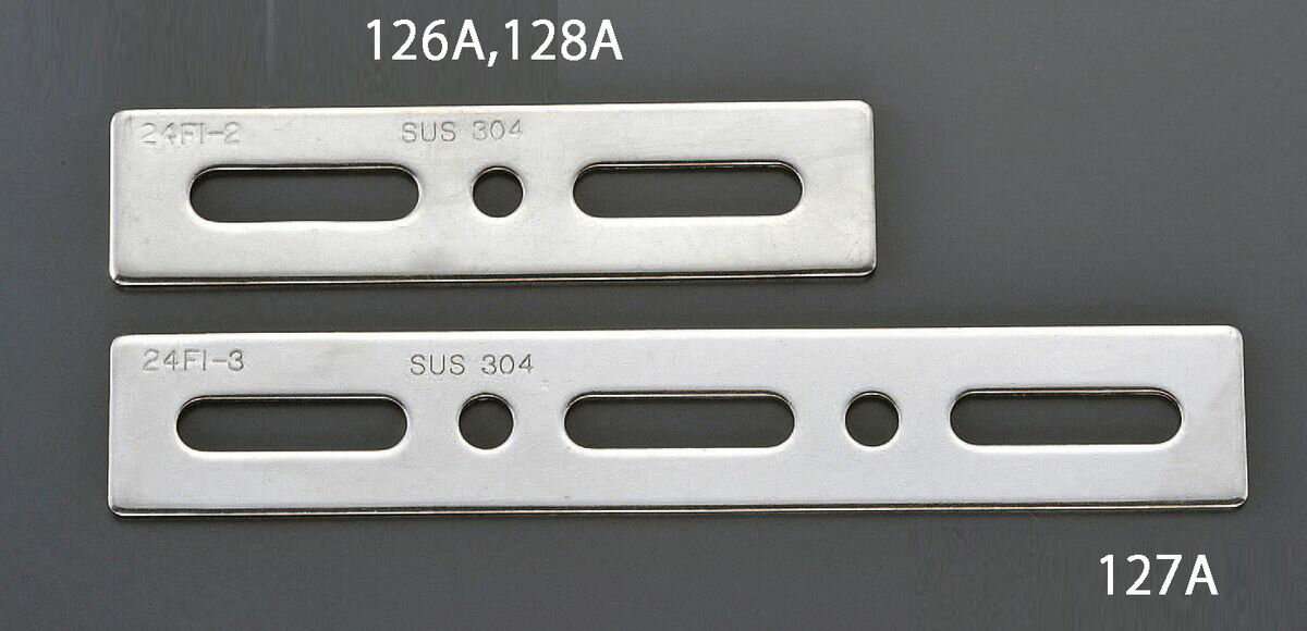 材質：ステンレス(SUS304)厚み：3mm長穴サイズ：8.5X35mm全長：130mm幅：43mm長穴数：2穴数：1穴径：8.5mm重量：約150g(1個あたり)入数：1個000012221643 HD　