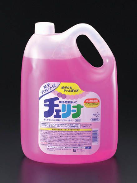 ●内容量…4.5L(業務用)●入数…1個チェリーナ中性タイプ食器・調理器具用油汚れもサッと落とせる。手にサラッとした感触すばやい泡ギレつぶせる容器000012054780 HD　