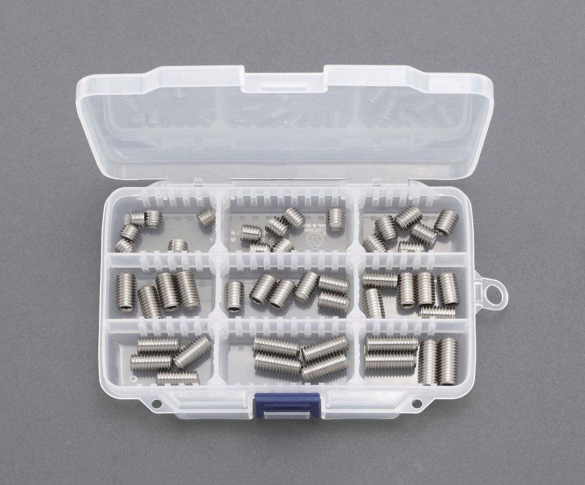 ●(セット内容):サイズ（入数）:M8×6（6）M8×8（6）M8×10（6）M8×12（6）M8×14（6）M8×15（4）M8×16（4）M8×18（4）M8×20（4）●材質:ステンレス●ケースサイズ:145×100×21mm●総重量...