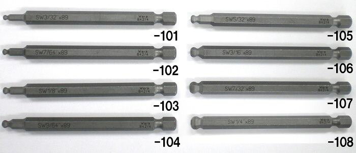●六角シャンク…1/4”●サイズ…1/4”●全長…89mmボールポイント付000012226490楽天 HD店　