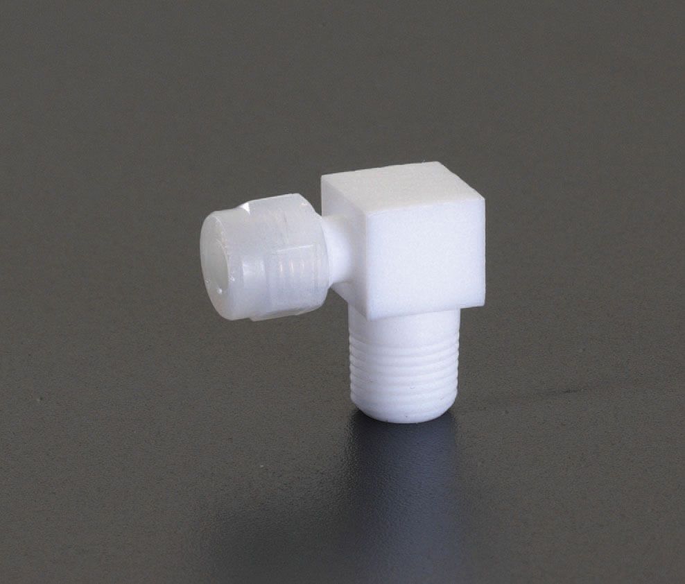 ●チューブサイズ:4mm●ねじサイズ:R（PT）1/8"●最高圧力（23°C時）:0.9MPa●材質:ボディ:フッ素樹脂（PTFE）、ナット:フッ素樹脂（ECTFE）●最高使用温度:100°C●適応チューブ:PFA・PTFEテフロン樹脂チュ...