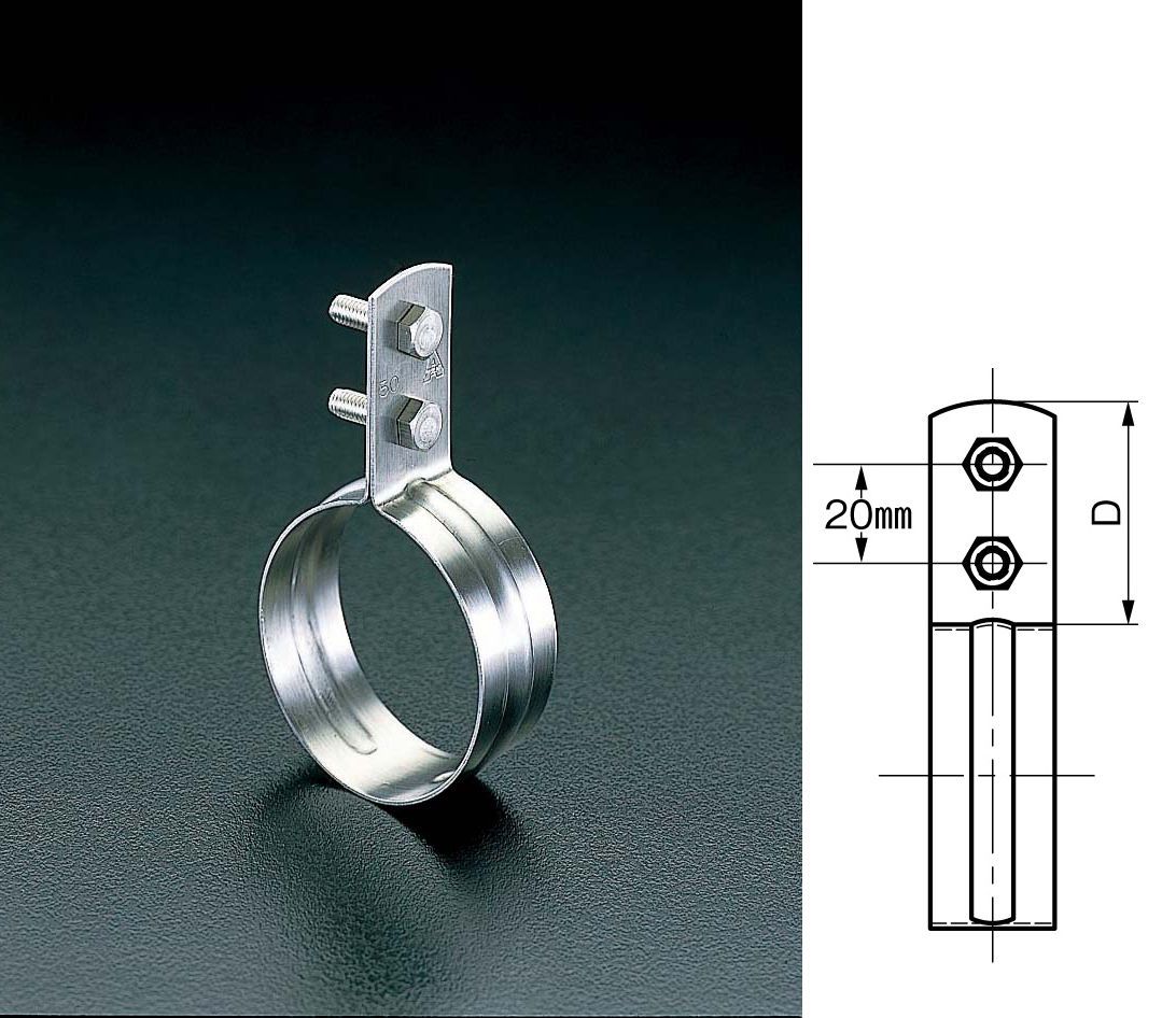 ●径称:65A●適合管外径:76.0mm●サイズ:D:45mm●材質:SUS304VP管用提灯式立バンド000012013876 HD　