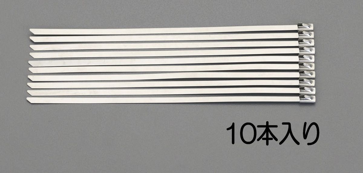 ●材質:SUS304●全長:360mm●幅:7.9mm●最大直径:102mm●厚み:0.25mm●重量:約7g(1本あたり)結束ツールはEA463FWを使用して下さい。入数は10本入りです。000012224726 HD　