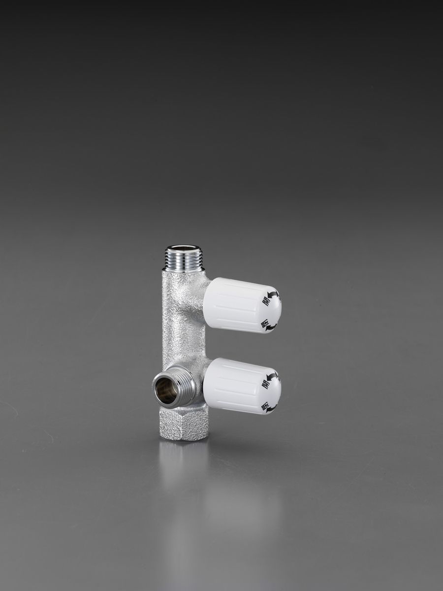 ●呼び:13●ねじ径:オス:G1/2"、Rc1/2"●全長:60.5mm●全高:107mm●材質:青銅ハンドル操作で独立して吐水・止水000012253001 HD　