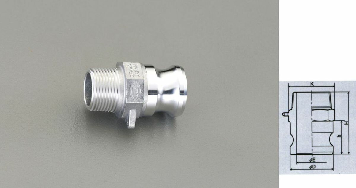 ●材質:アルミニウム鋳物(AC4C-T6)●使用圧力:0.88MPa(9kgf//cm2)●使用温度:-30°C-70°C●呼び径:80（3")●ねじサイズ:PT3"●サイズ(mm):D:92、E:71、K:96、h:53、H:106●重量...