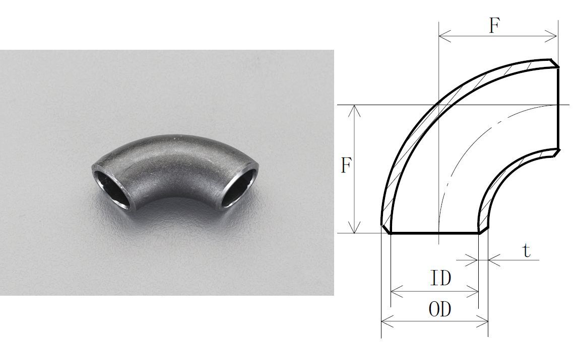 ●材質:SGP(配管用炭素鋼鋼管)●呼:40(1・1/2)●外径（OD）:48.6mm●内径（ID）:41.6mm●厚み（t）:3.5mm●サイズ（F）:57.2mm●重量:約349g●最高圧力:25K●使用温度範囲:0-350°C突合せ溶...