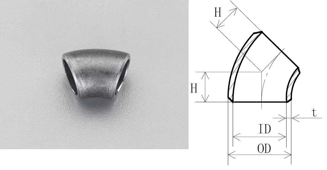 ●材質:SGP(配管用炭素鋼鋼管)●呼:50(2)●外径（OD）:60.5mm●内径（ID）:52.9mm●厚み（t）:3.8mm●サイズ（H）:31.6mm●重量:約317.5g●最高圧力:25K●使用圧力範囲:0-350°C突合せ溶接式...
