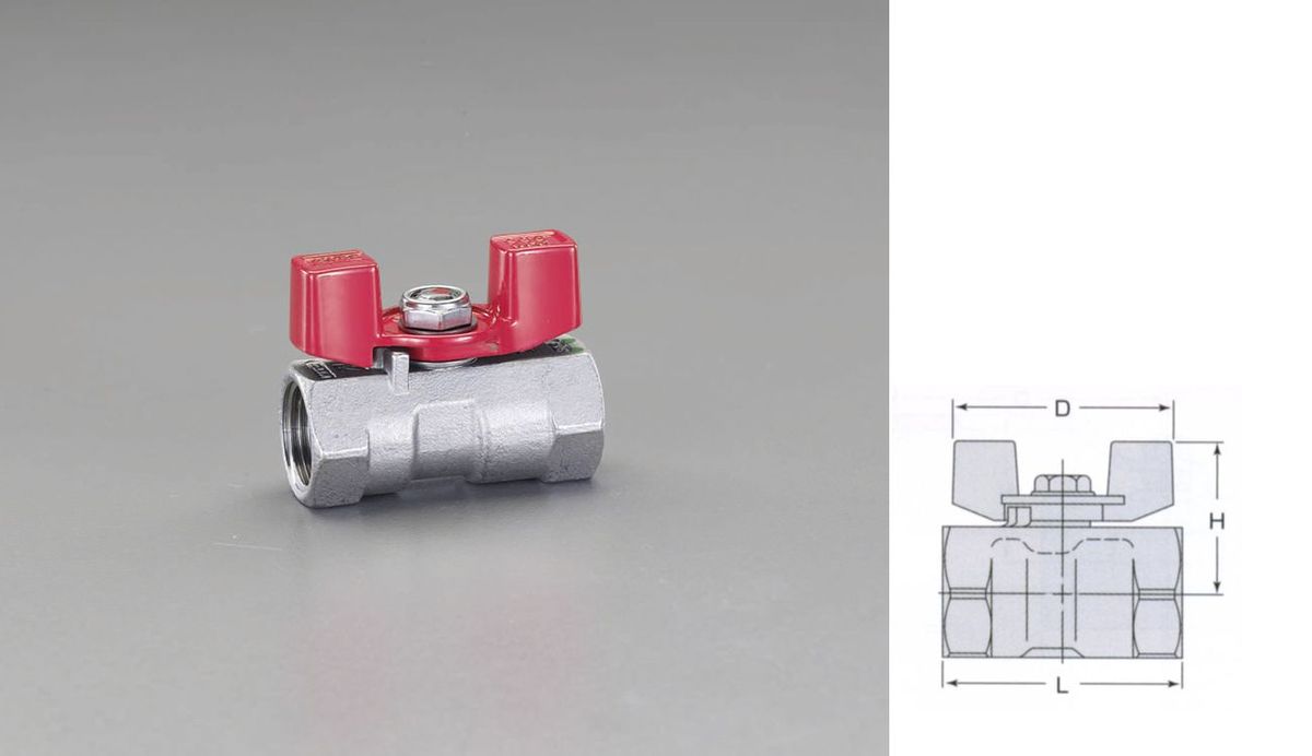 ●材質:ボディ:ステンレス(SCS13A)、ステム:SUS316/SUS304、ボール:SUS316、ボールシート:グラスファイバー入PTFE、パッキン:グラスファイバー入PTFE、ハンドル:ZDC2●方式:フローティング●接続形状:ねじ込...