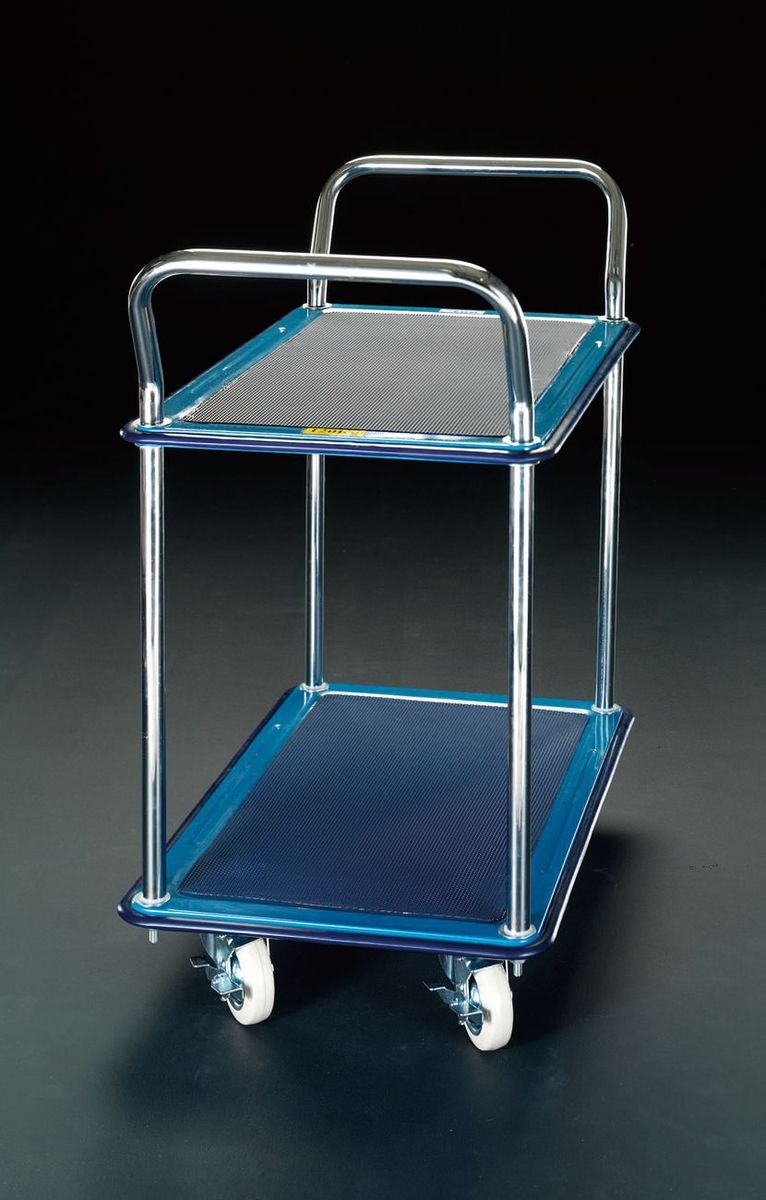 ●※注意※:【お客様組立品】●積載均等耐荷重:120kg●荷台サイズ:790×480mm●荷台材質:スチール●床高さ:1段目:140mm2段目:655mm●押手高さ:860mm●重量:21kg●車輪径:100mm(ゴム車)●車輪:自在×2固...