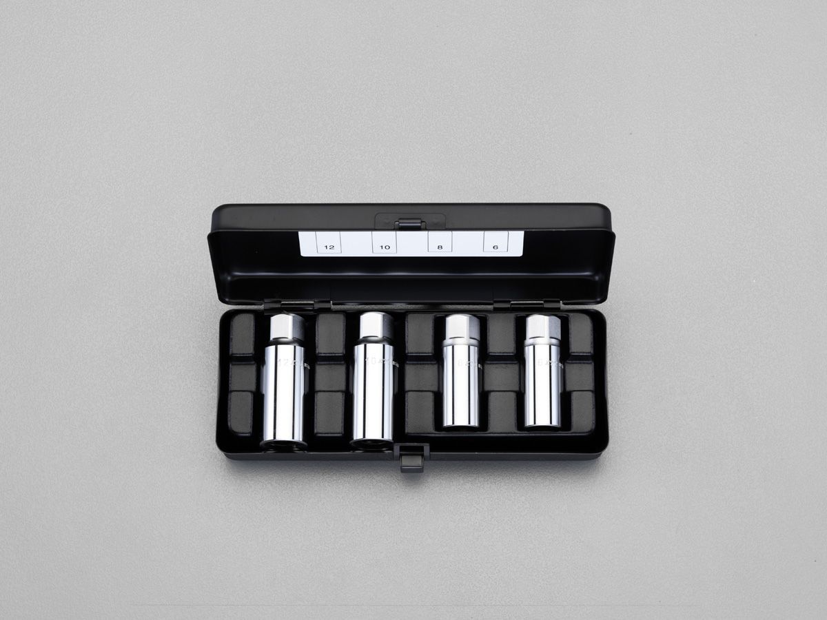 ●差込角…1/2”●適用径…M6・M8・M10・M12●外径…24〜28mm●全長…65〜75mm●用途…スタッドボルトの脱着に（丸棒にも使用可）●注意事項…スタッドボルトのつかみ代が20mm以下の場合は使用しないで下さい。ボルトに工具がし...