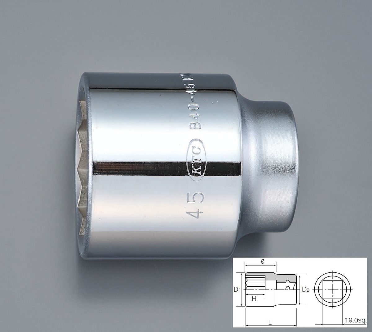 ●差込角…3/4”●対辺…56mm●サイズ…D1(外径)：76mm、 D2：48mm 、H：52mm 、L（全長）：80mm、 l：59mm●重量…1060g000012227296楽天 HD店