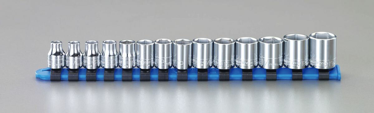 ●差込角…3/8”●対辺…6・7・8・9・10・11・12・13・14・15・16・17・18・19mm●全長…10.2〜25.4mm●材質…スチール14個組ホルダー付000012098964楽天 HD店　