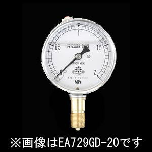 ●材質…接続部：真鍮、ケース：ステンレス●圧力計…0〜5.0MPa●直径…60mm●全長…92mm●取付ねじ…G(PF)1/4”30倍強の耐久比で、稼動中の指針の振れ幅は約1/6程度になります。一般形と同じ取付穴になっているので、従来耐震形...
