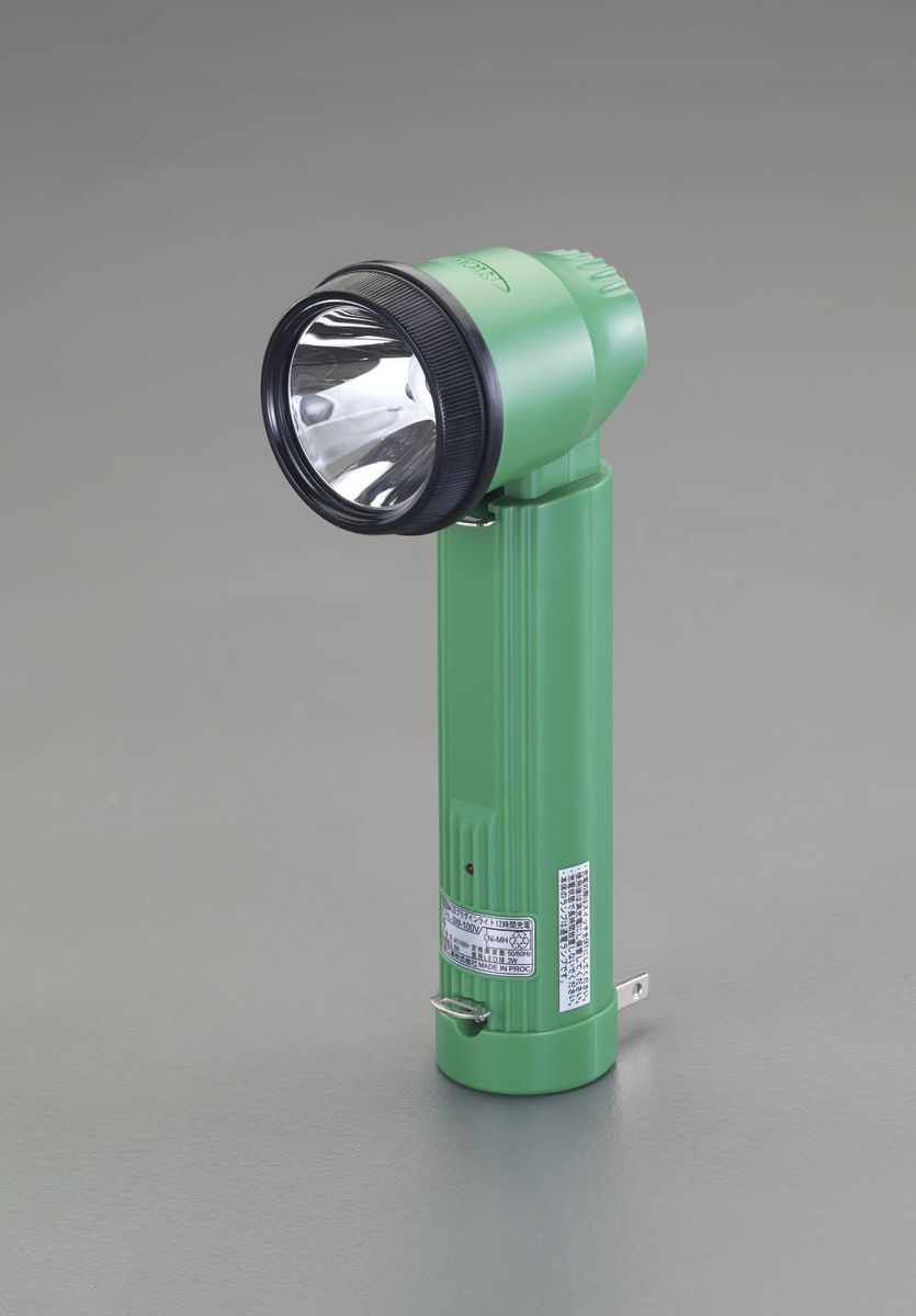 ●光源…LED球●照射パターン…点灯●明るさ…100ルーメン●電源…ニッケル水素充電池（付属）●電池寿命…約4時間●サイズ…φ62×224mm、ヘッド曲げ時：62×78×224mm●重量…290g(電池含)6000K（青みがかった白色LED...