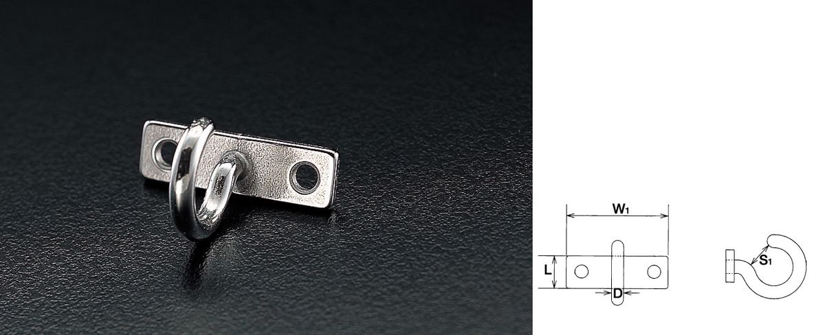 ●材質:SUS304●仕上:バレル研磨仕上げ●サイズ(mm):D:5、L:12、W1:40、S1:10●使用荷重:15kg●穴径:5mm000012033496楽天 HD店　