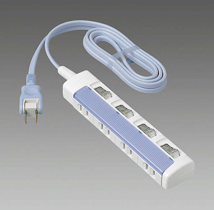 ●定格:15A・125V(1500W)●コンセント:2P×4個●サイズ:40×201×28mm●コード長:2m個別スイッチ4個ホルダ(EA815GL、GL-120)取付可能000012229169楽天 HD店　
