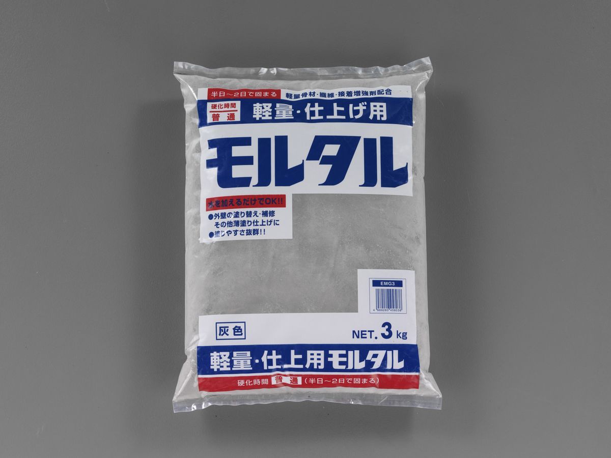 ●施工面積:650×650mm(約5mm厚)●硬化時間:約半日-2日（水温・気温によって変わります）●カラー:グレー●内容量:3kg●成分:ポルトラントセメント・珪砂・他外壁の塗り替え・補修、コンクリートブロック、その他薄塗り仕上げに軽量骨...