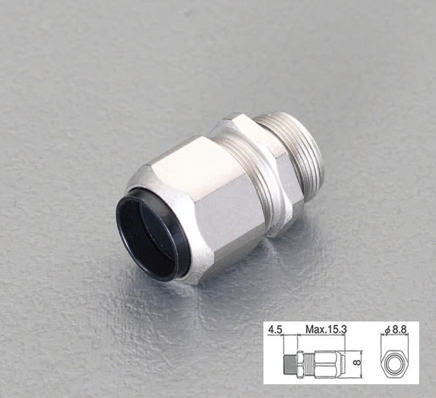 ●適用ケーブル径:2.5-4mm●取付ねじ:M6×P0.5●使用周囲温度:-25℃-100℃●重量:40g●材質:Oリング・ゴムブッシュ:耐油性NBR、ニップル・紐付キャップ:真鍮（ニッケルメッキ）、ブーツ:PBT（難燃グレードUL94 H...