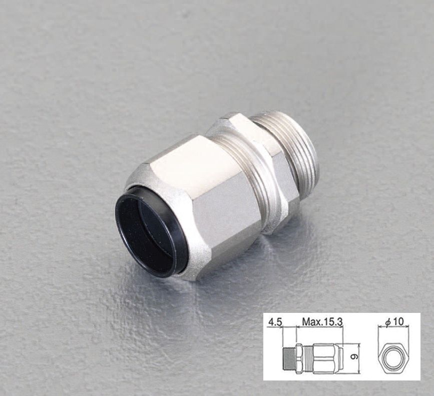 ●適用ケーブル径:3.5-5mm●取付ねじ:M7×P0.5●使用周囲温度:-25℃-100℃●重量:40g●材質:Oリング・ゴムブッシュ:耐油性NBR、ニップル・紐付キャップ:真鍮（ニッケルメッキ）、ブーツ:PBT（難燃グレードUL94 H...