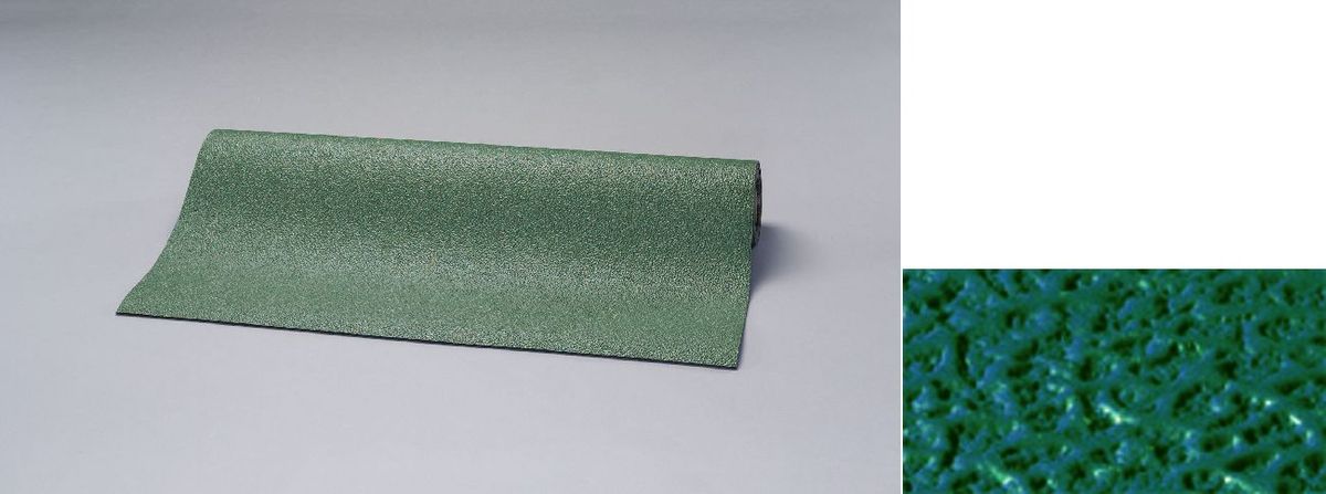 ●材質:ポリ塩化ビニール●カラー:グリーン●幅:1m●厚み:5mm●長さ:10m●重量:約27kg●使用例:歩行量の多いフロアなどに。クッション性・安全性・保温性に優れています。PVCシート・PVCシート（芯材）・PVC発泡シートの3層構造...
