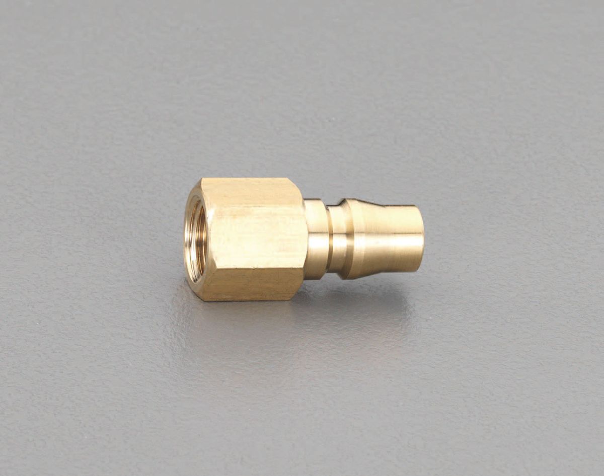 ●型:20型●材質:真鍮●シール材質:ニトリルゴム●使用温度範囲:-20°C-+80°C●使用圧力:1.0MPa●ねじサイズ:Rc（PT）1/4"●全長:36mm●適用流体:空気・水●バルブ構造:片路開閉型●重量:32g流体はソケット側から...