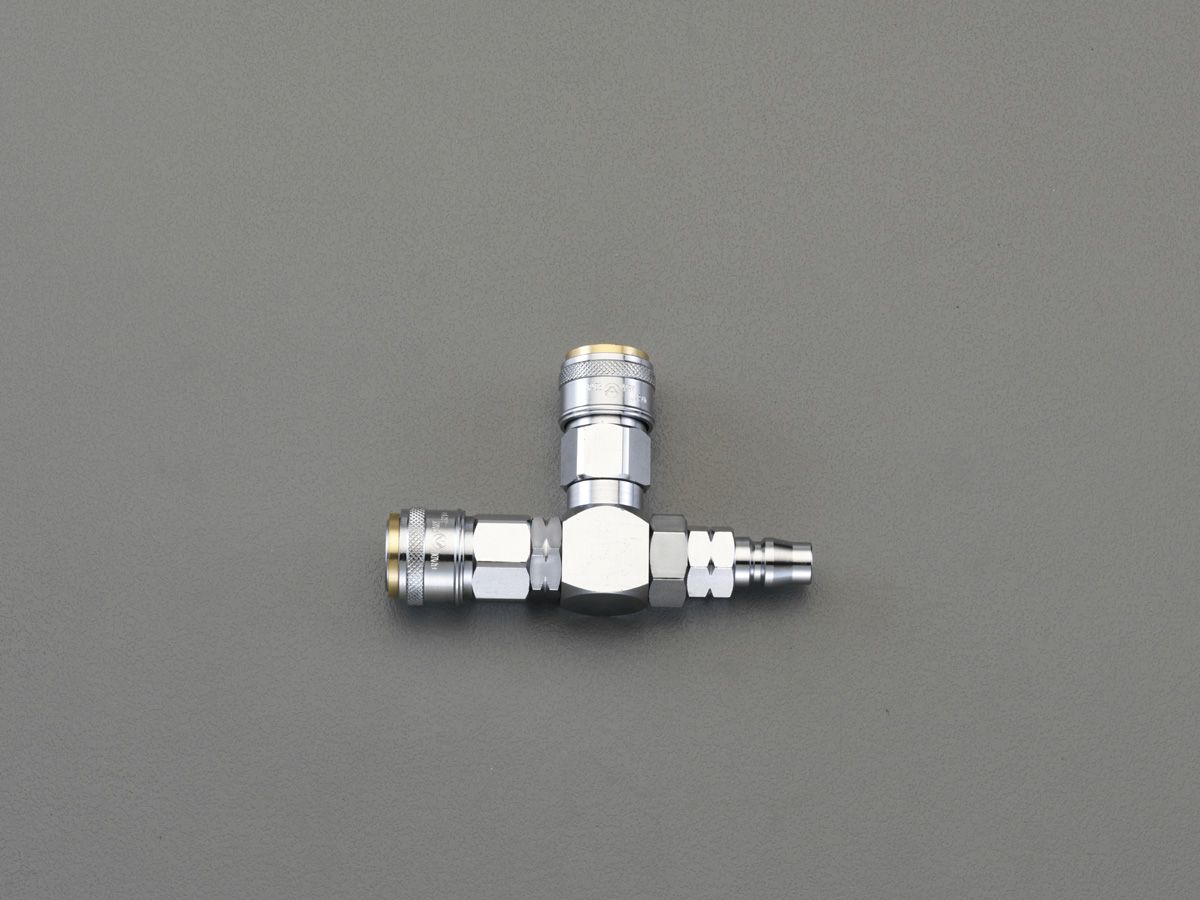 ●材質:鋼鉄・真鍮●使用圧力:1.0MPa●取出:ソケット●取入:プラグ●分岐:2連●機構:1自在スイベル式プラグをソケットに押し込むだけで簡単に接続できます。000012095455 HD　