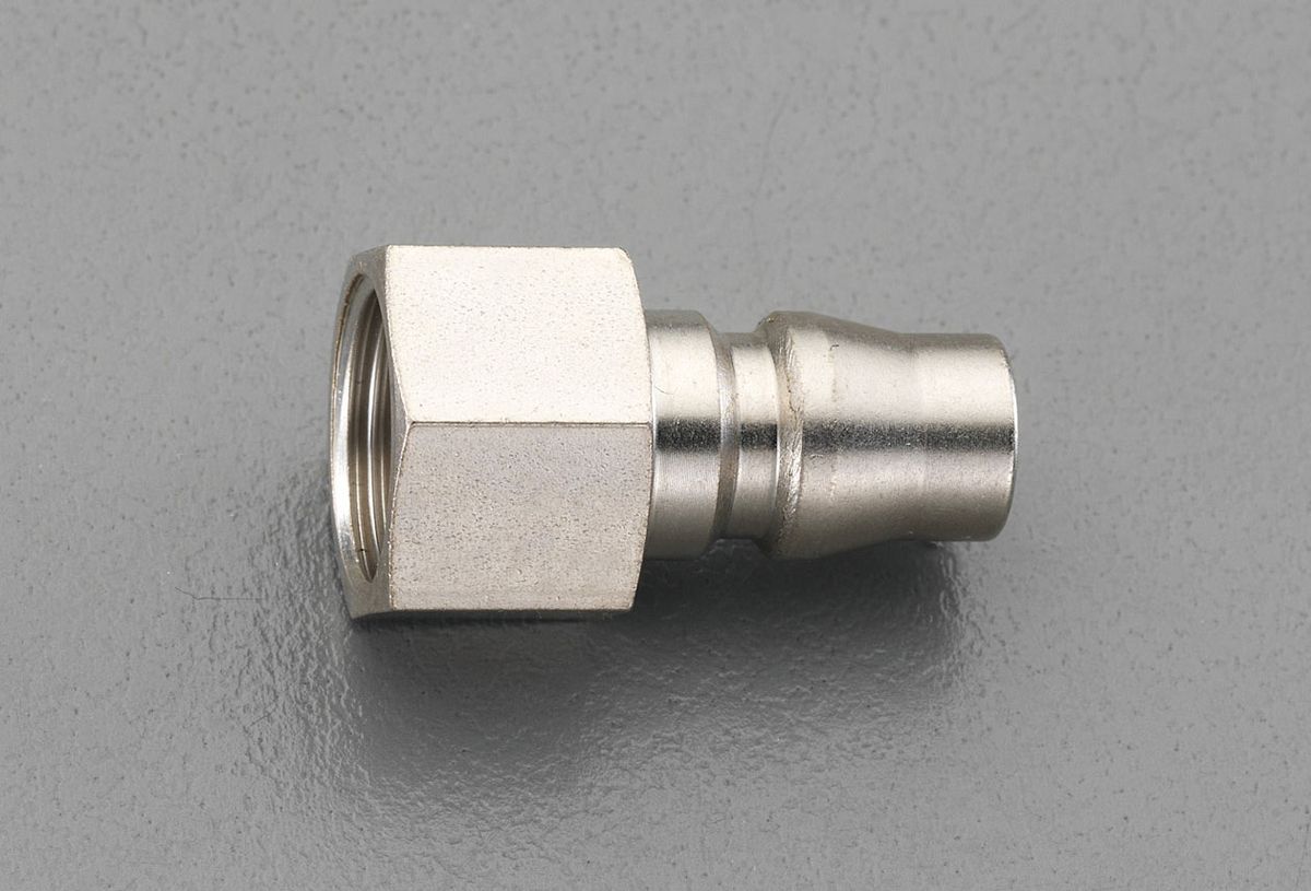 ●材質:焼入鋼（ニッケルメッキ）●ねじサイズ:G（PF）1/4"●ねじ長さ:10.5mm●プラグ長さ:20.2mm●全長:34mm●重量:約25g●最高使用圧力:3.43MPa●使用温度範囲:-20°C-100°C●エアー流量:1400L/...