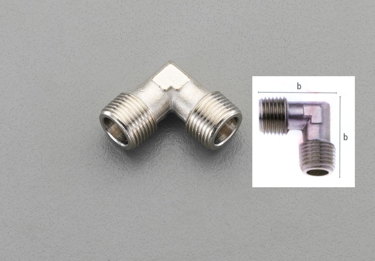 ●材質:真鍮（ニッケルメッキ）●最高使用圧力:0.78MPa（8kgf//cm2）●ねじ径:R（PT）1/2"●六角対辺:17mm●サイズ（b）:28.5mm●ねじ有効長:14mm●重量:約61g000012236072 HD　