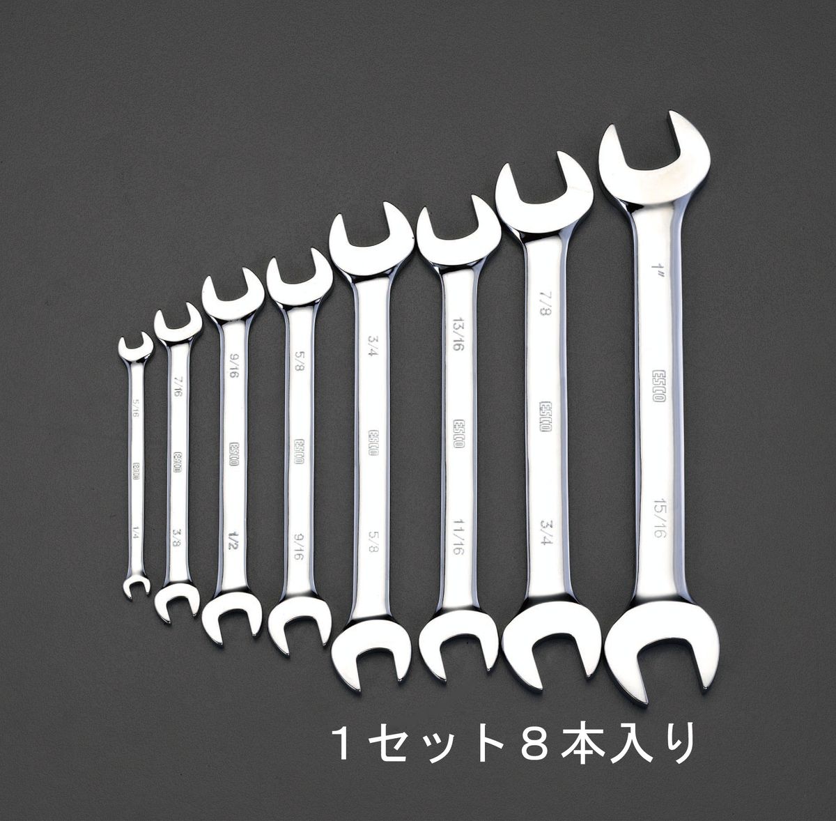 ●総重量…2195g(ケース込)●材質…工具鋼●サイズ…1/4”×5/16”・3/8”×7/16”・1/2”×9/16”・9/16”×5/8”・5/8”×3/4”・11/16”×13/16”・3/4”×7/8”・15/16”×1”●全長…1...