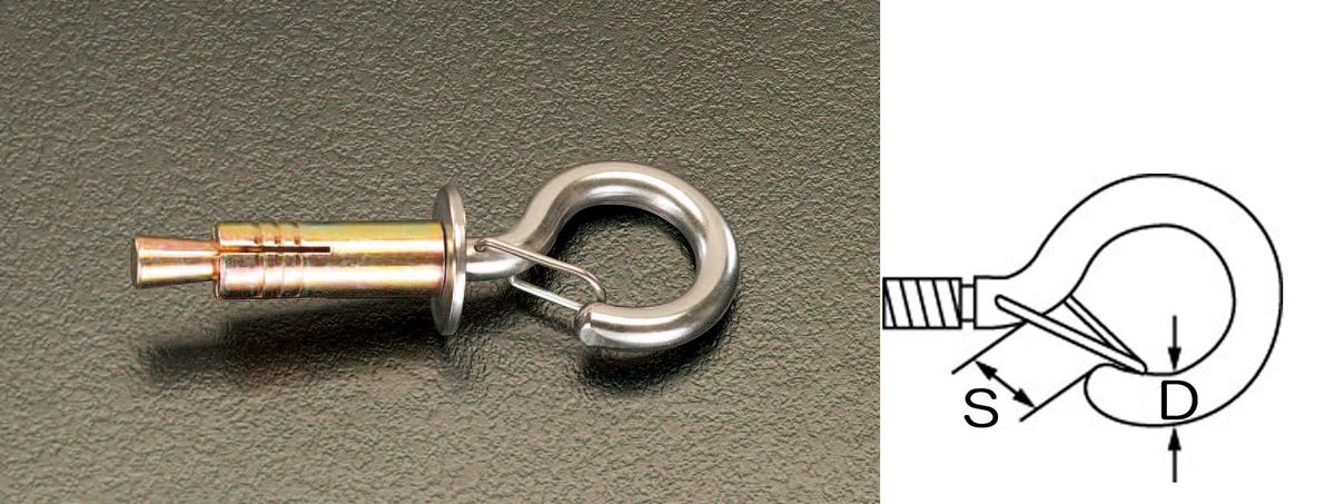 ●材質:フック:ステンレス(SUS304)、アンカー:スチール●サイズ(mm):D:5.5、S:8●ドリル径:11mm●使用荷重:18kg000012016805楽天 HD店　