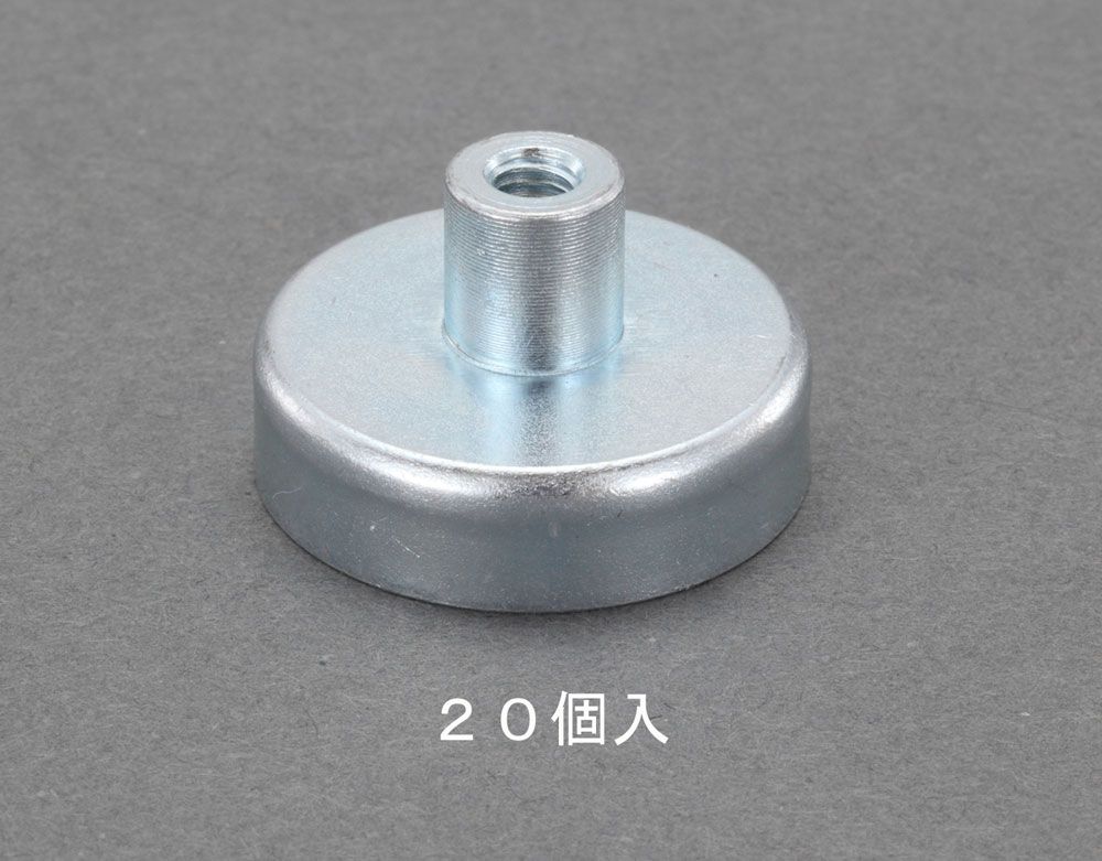 ●吸着力:4N(0.4kgf）●サイズ:φ10×4.5(ネジ穴込:11)mm●ネジサイズ:M3●材質:フェライト、スチール●使用温度:120°C以下●重量（1個）:3g●入数:20個/pack●磁気防止プレートについて:未使用時の磁気と傷防...