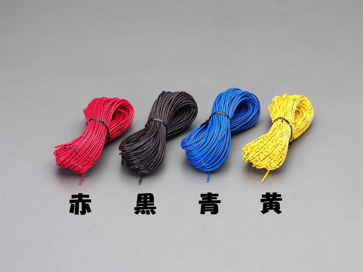カラー：赤長さ：25m公称断面積：1.25mm2許容電流：21A導体：素線/累線径：16本/0.32mm、形状：撚線、計算断面積：1.287mm2、外径：約1.5mm絶縁体標準厚さ：0.5mm標準仕上外径：2.5mm最大導体抵抗：0.014...
