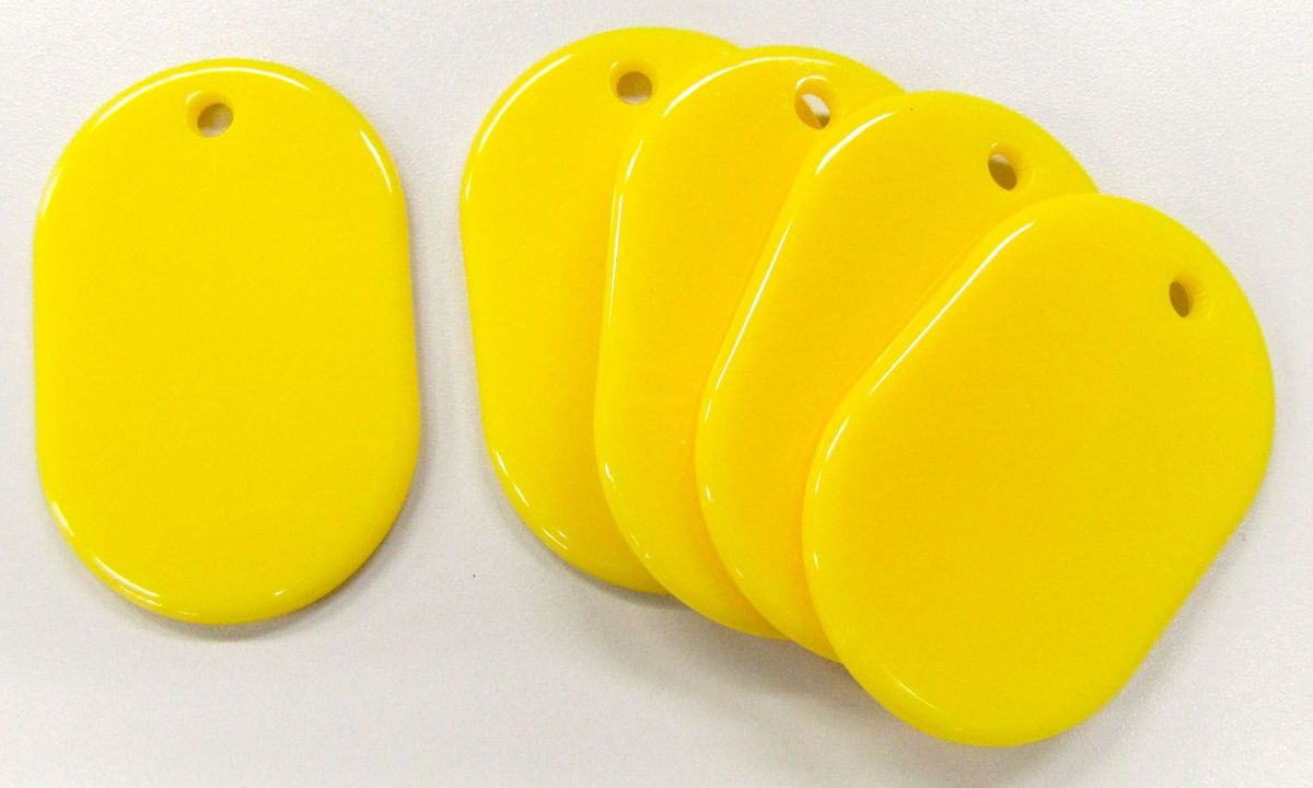 材質：アクリルカラー：レモンイエロー形状：小判型サイズ：45X30X2mm重量：約19g（1パック当り）穴径：2mm入数は5枚入りです。000012235684 HD　