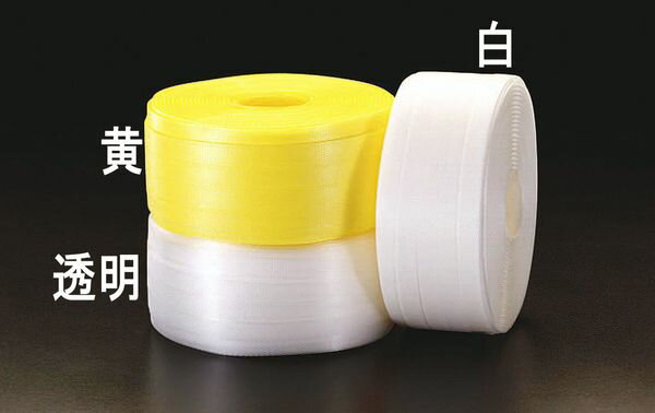 材質：ポリプロピレン引張強度：140kg幅：15.5mm長さ：100m厚さ：0.6mm色：黄一般手締め用一般手締め用EA628PM-2A楽天 HD店　