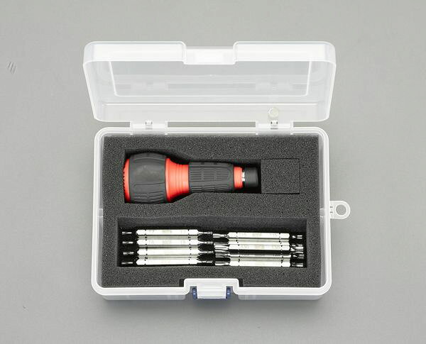 [セット内容]：10点セットラチェットハンドル：95mmハンドル六角対辺：1/4”ヘクスローブビット：T7・T8・T9・T10・T15・T20・T25・T27・T30ビット全長：65mm樹脂ケース付EA564AL-3楽天 HD店　