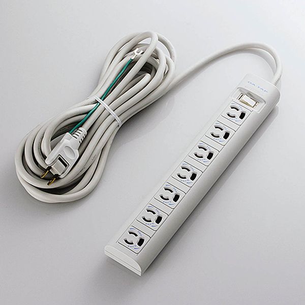 定格：15A・125V(1500Wまで)コンセント：接地2P×7個コード長：5.0m(二重被覆の安全構造)プラグ：2P(スイング式、アース線付)雷サージ機能：最大サージ電圧：12500V、制限電圧：240Vサイズ：295(W)×50(D)×...