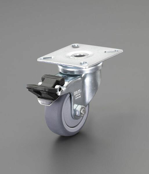 耐熱温度：-20〜60℃材質：金具：スチール、車輪：サーモプラスチックラバー(TPE)車輪径×幅：50×19mm全高：71mm耐荷重(kg)：50ボールベアリング自在車輪、後ストッパー付EA986GV-21楽天 HD店　